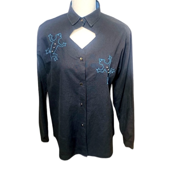 Roper | Tops | Vintage Roper Western Lizard Embroidered Button Down ...